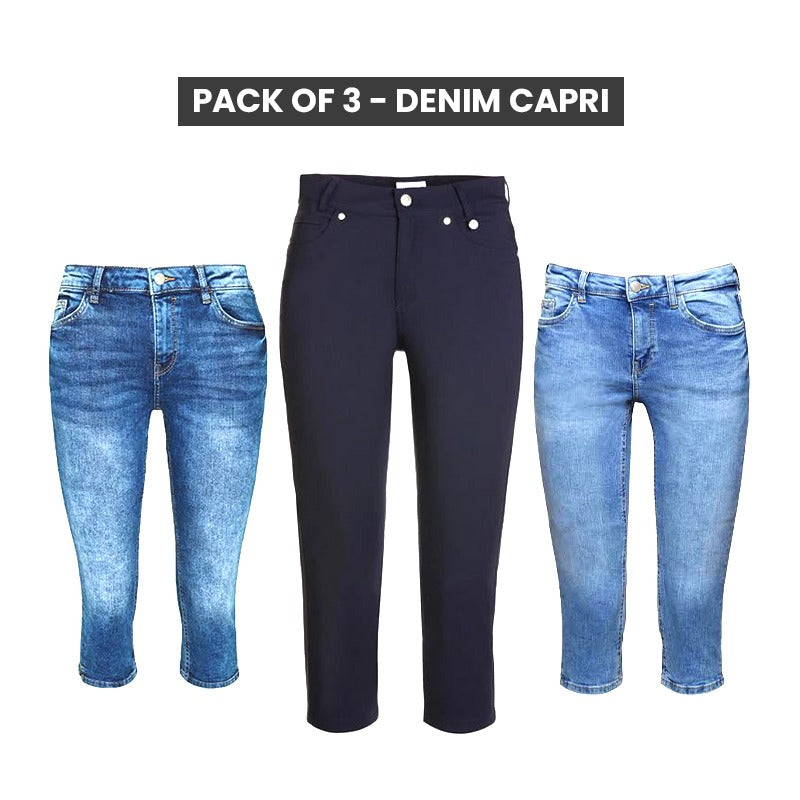 Pack of 3 Denim Capri | Capri For Women | All Colors Available – The ...